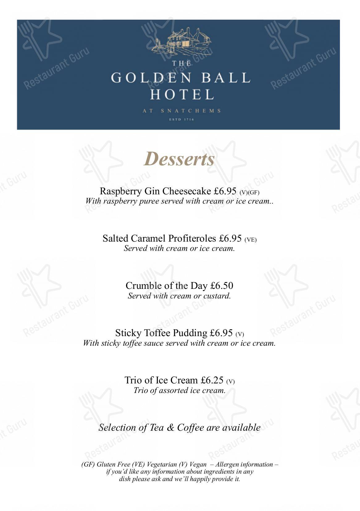 Menu at The Golden Ball at Snatchems pub & bar, Lancaster