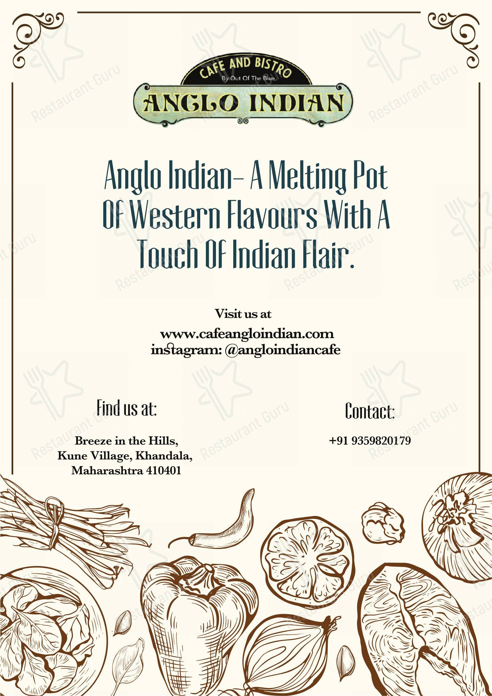 Menu at Anglo Indian Cafe, Lonavala