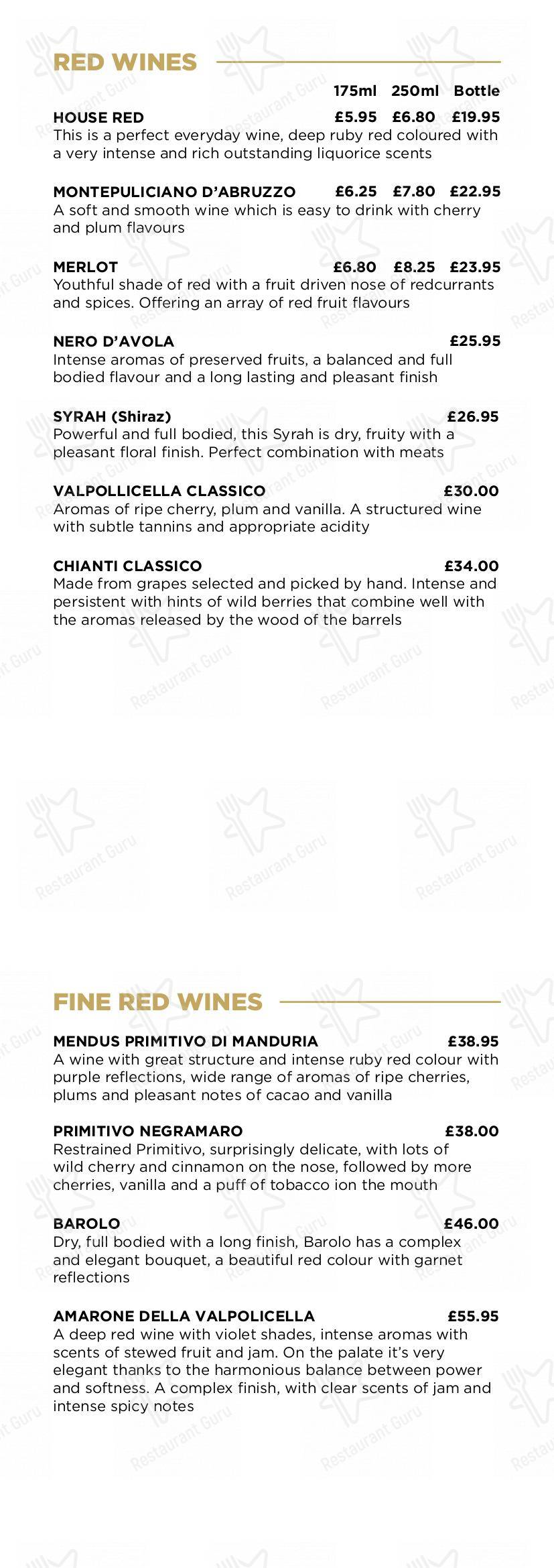 Menu at Amore Italian Restaurant, Overton