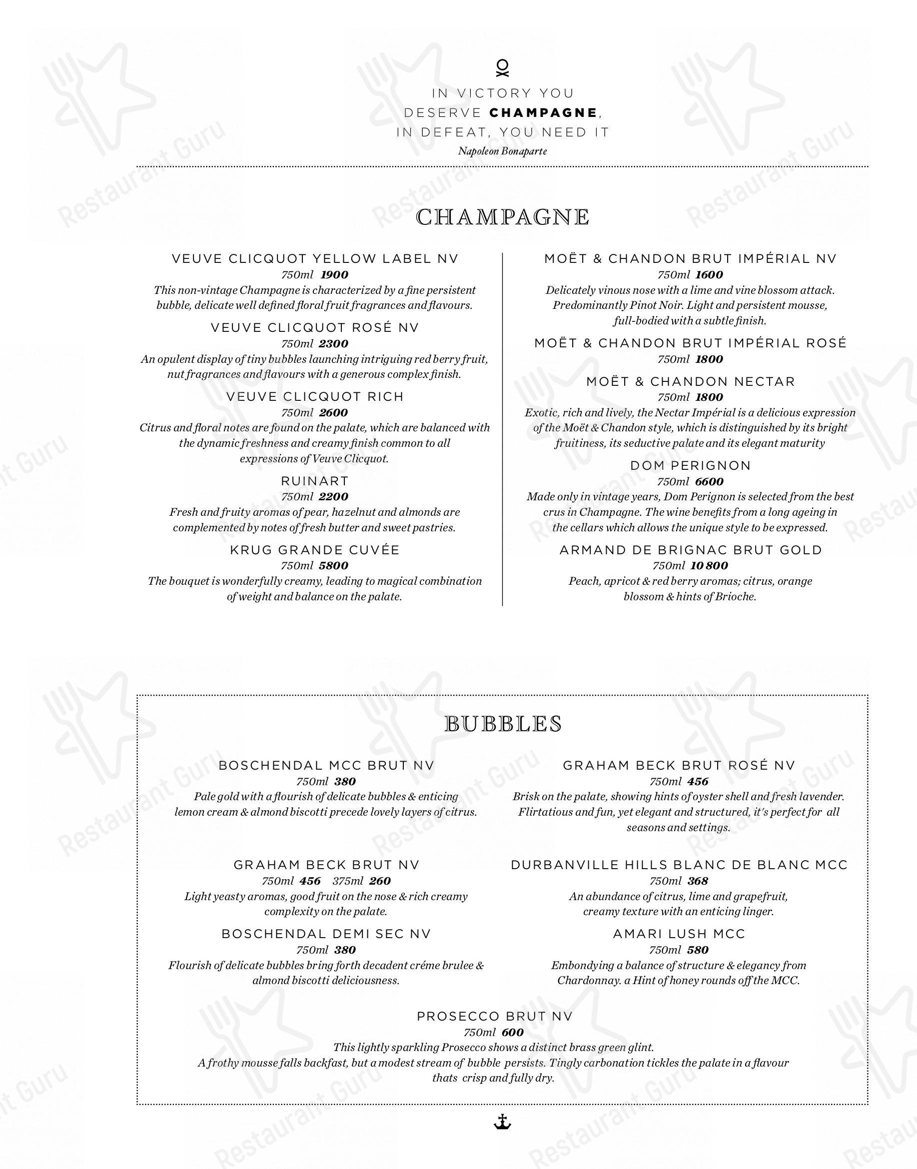 Menu at Life Grand Cafe Waterfront, Cape Town, 2 Pierhead Road