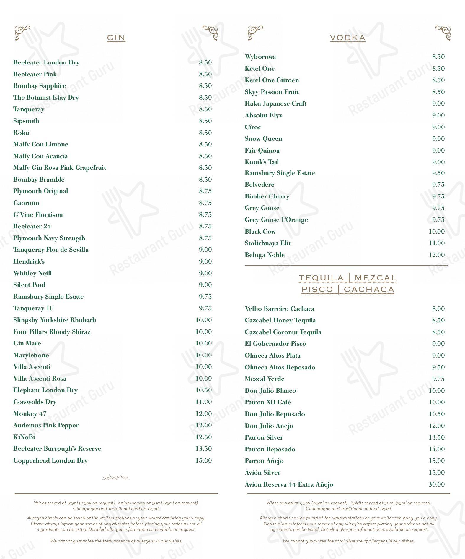 Menu at The Ivy Cobham Garden restaurant, Cobham