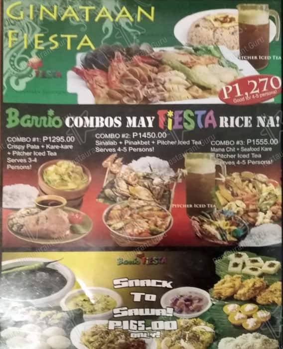 Menu at Barrio Fiesta, Quezon City, Ground Floor