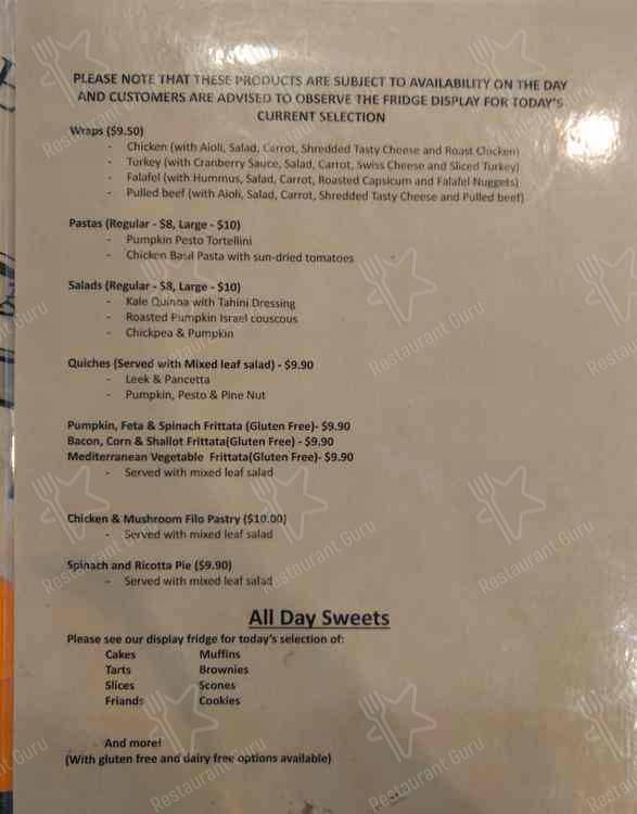 Menu at Berkelouw Hornsby cafe, Hornsby