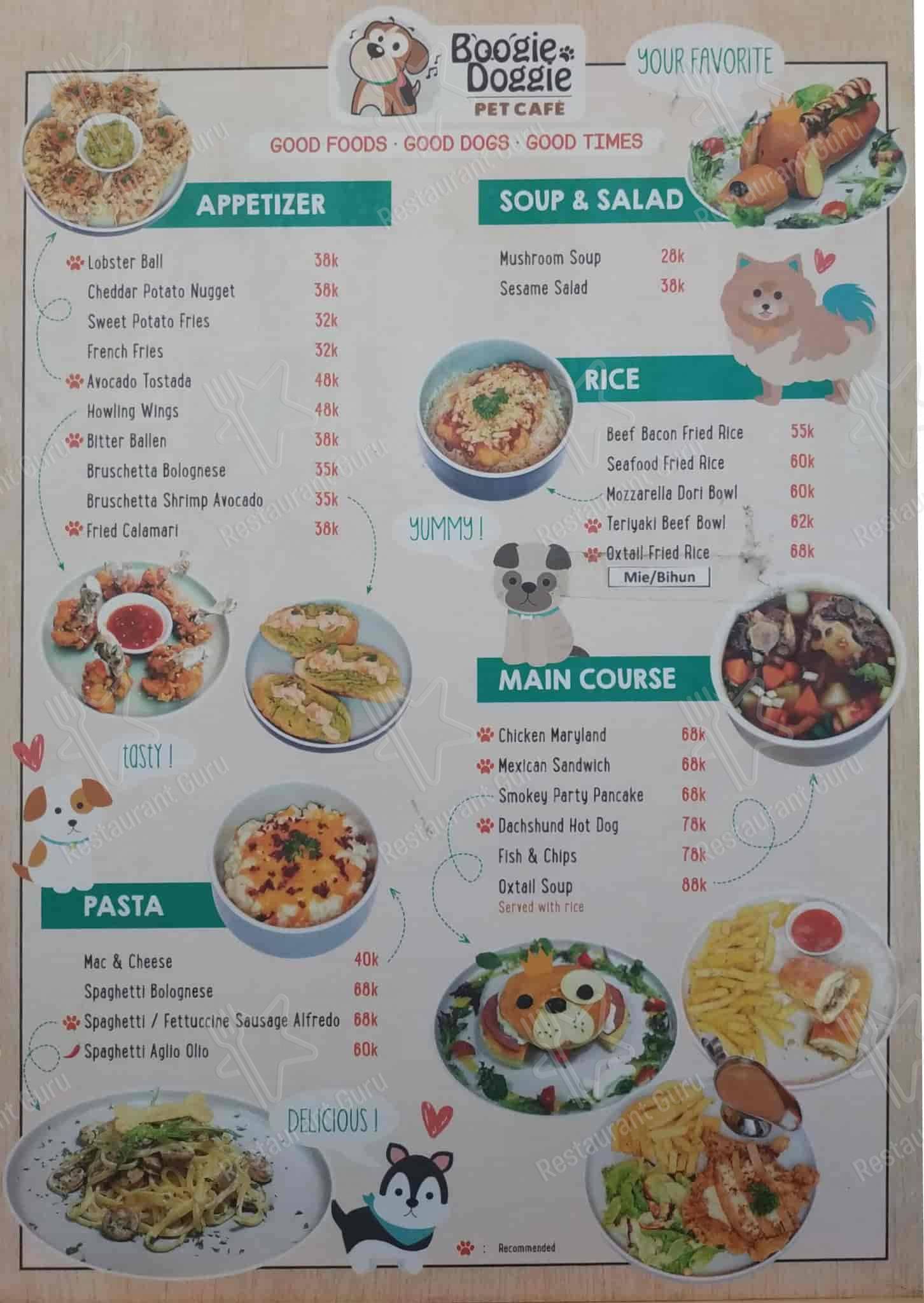 Menu at Boogie Doggie Pet Cafe, Jakarta