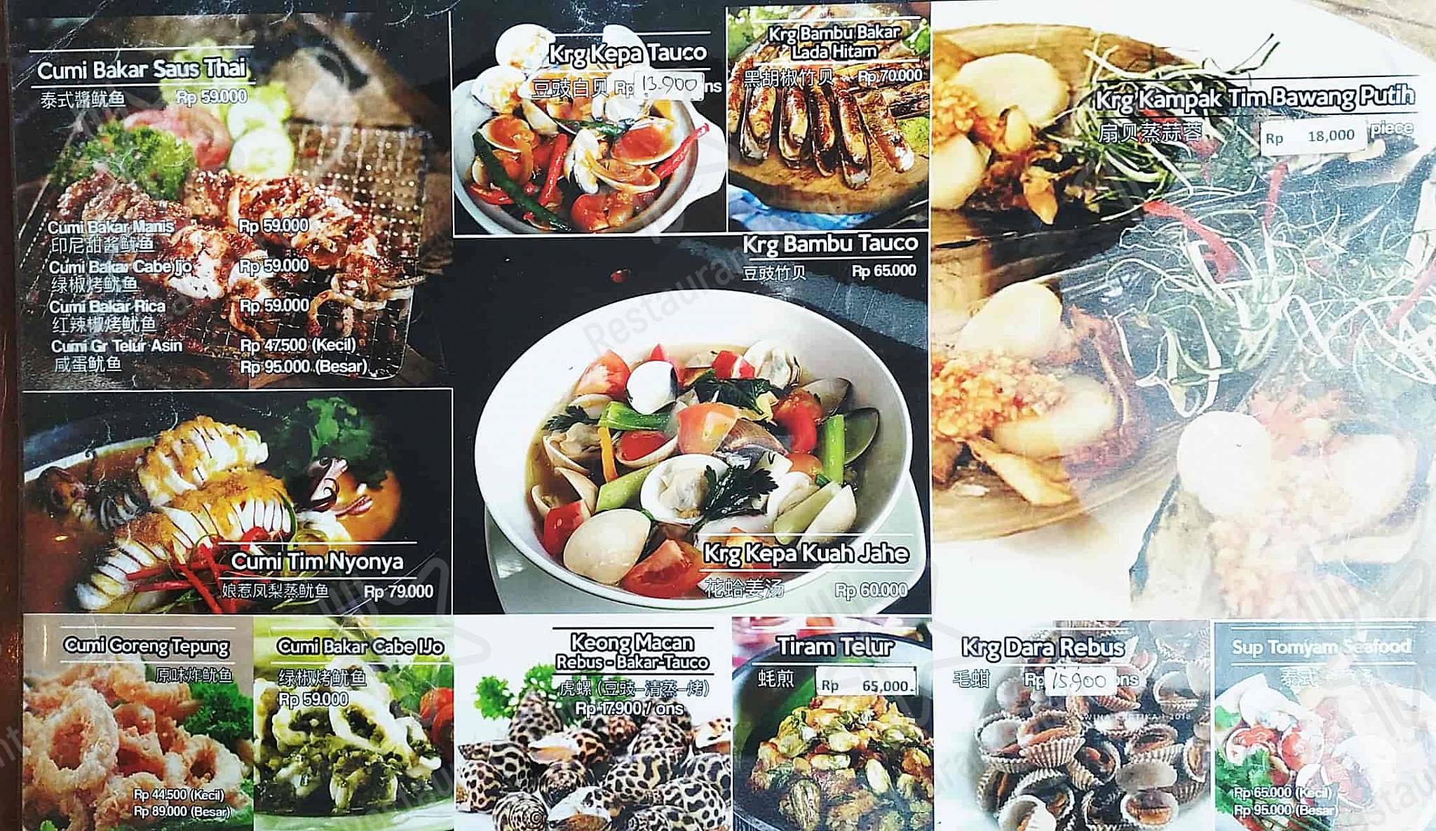Menu at Cabe Ijo Seafood Resto restaurant, Central Jakarta, Jl. Batu ...
