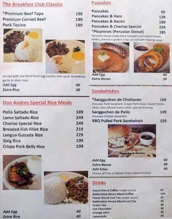 Menu at Don Andres, Pasig
