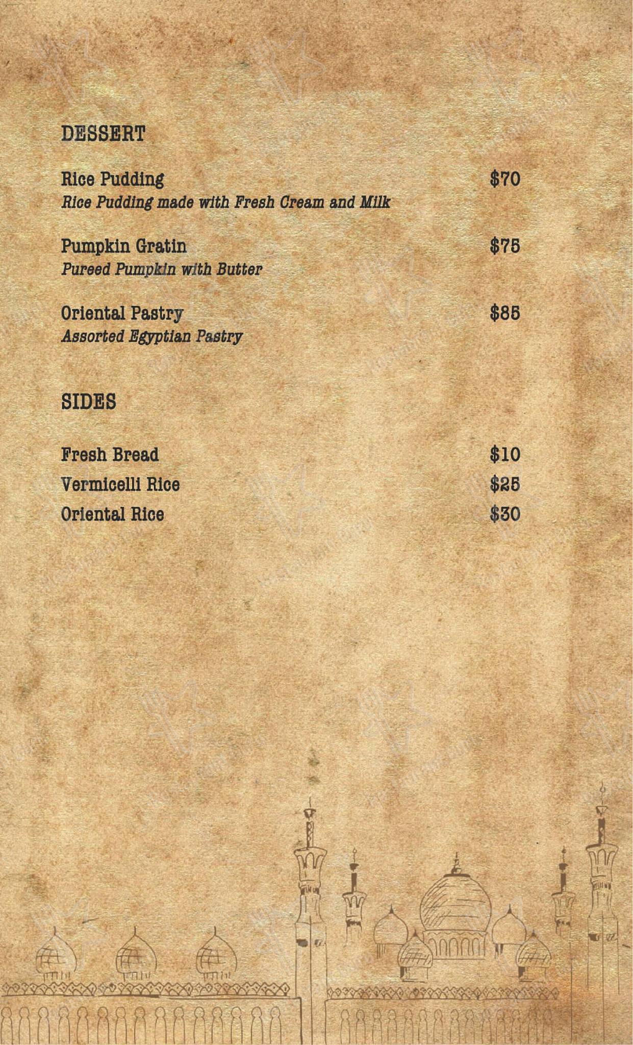 Menu at Shahrazad Lebanese Dining Lounge & Bar, Hong Kong