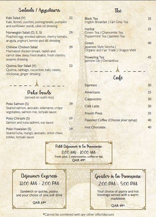 Menu at La Parisienne Doha cafe, Doha, InterContinental Doha The Cty