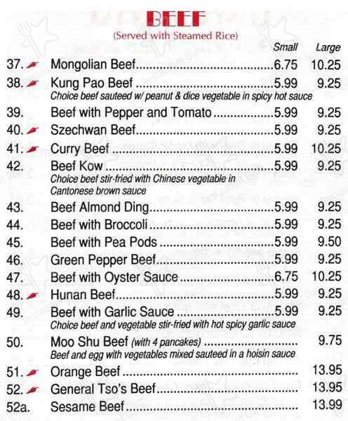 Menu at New China Chef restaurant, Streamwood