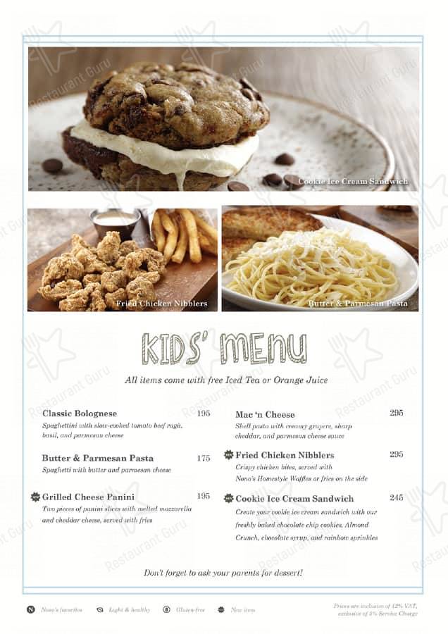 Menu at Nono’s restaurant, Taguig
