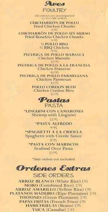 Menu at Punta Cana Restaurant, Dominican Food Traditional & Authentic ...