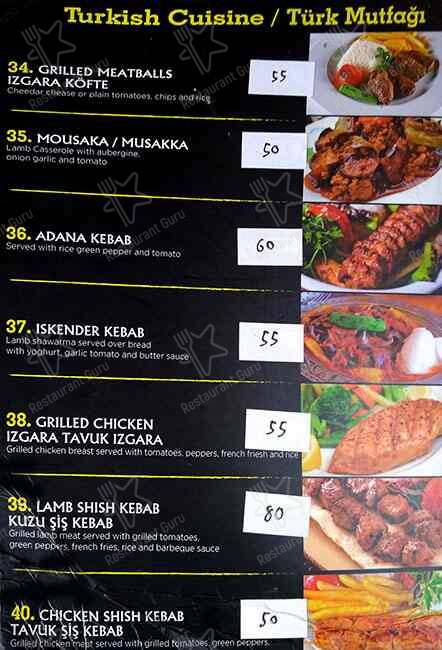Menu at Blu Kitchen, Istanbul
