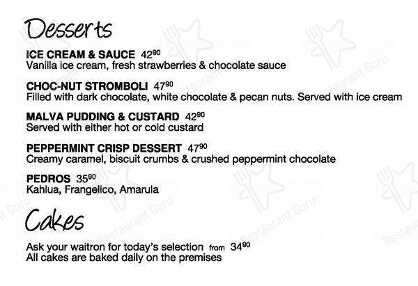 Menu at Cappuccinos Waverley restaurant, Pretoria, 1120 Hertzog St