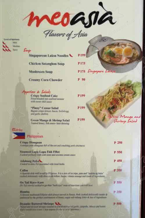 Menu at MeoAsia: Flavors of Asia restaurant, Antipolo