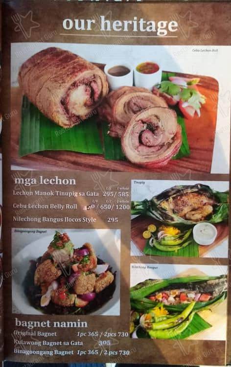Menu at Pamana Restaurant - Tagaytay, Tagaytay