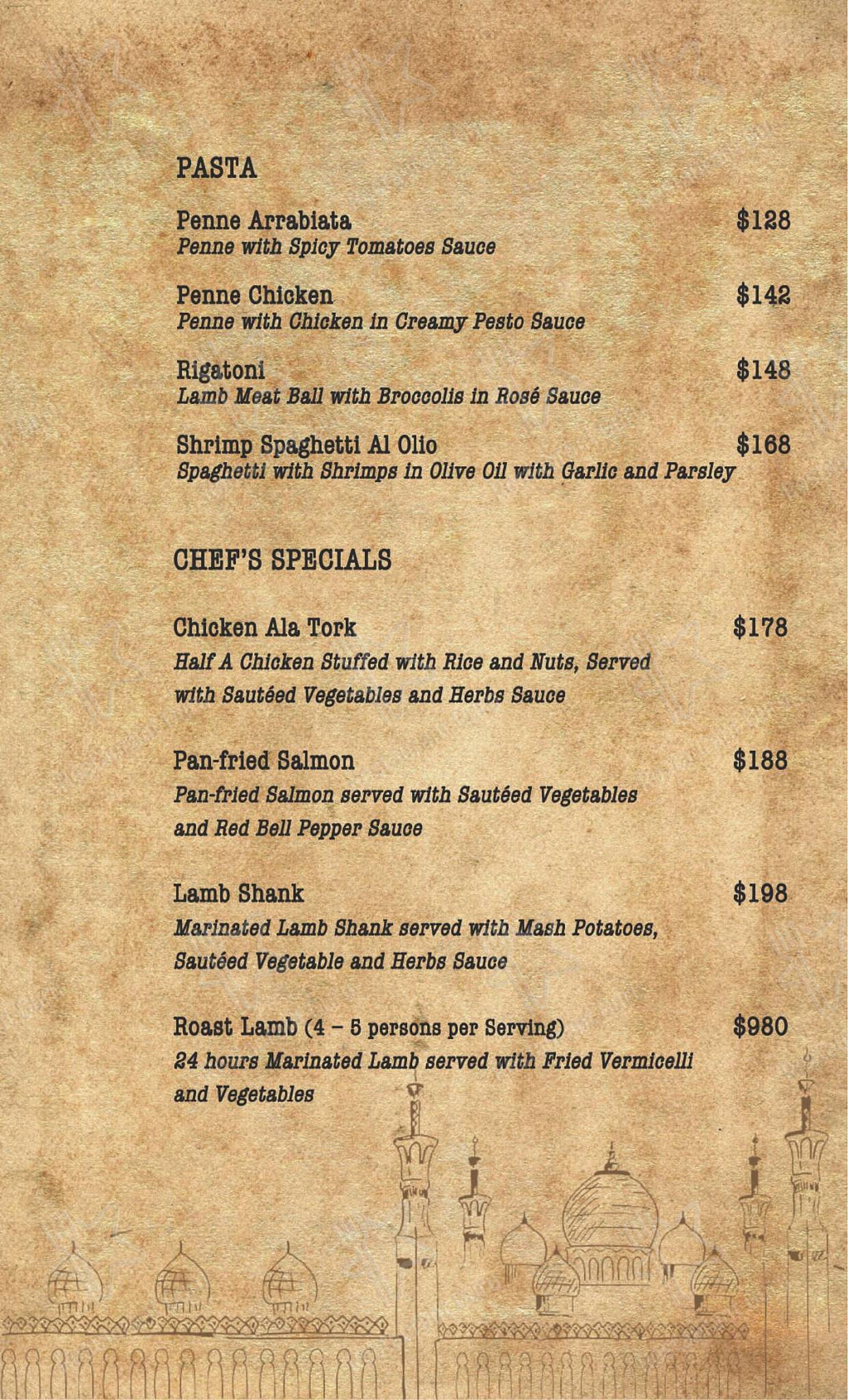 Menu at Shahrazad Lebanese Dining Lounge & Bar, Hong Kong