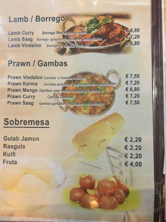 Menu em Rose Stupa Snackbar, Lisboa