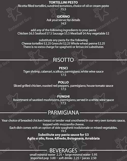 Menu at Scaccia restaurant, Toronto, 55 Bloor St W