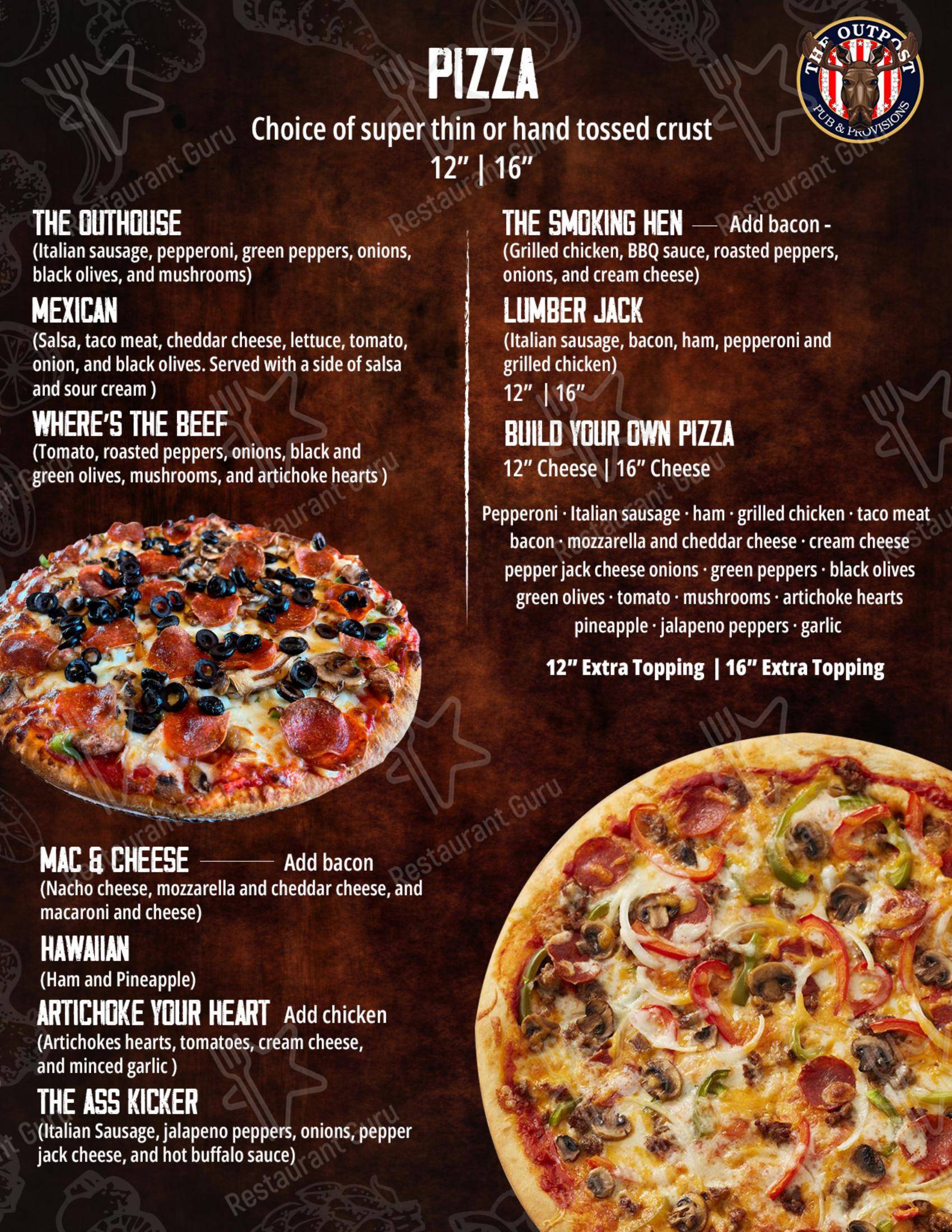 Menu at The Outpost pub & bar, Sherwood