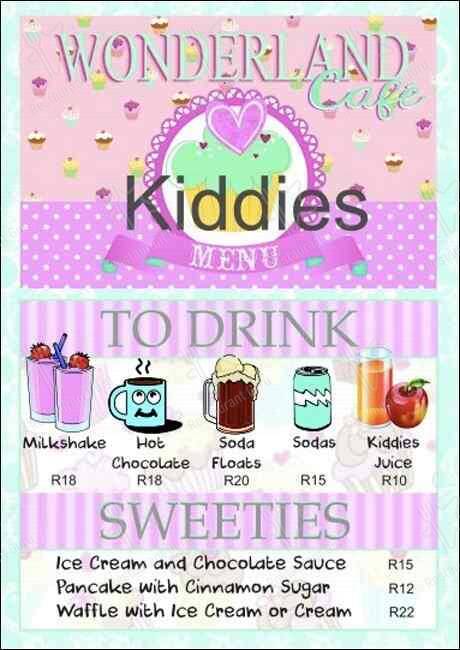 Menu at Wonderland Nursery, Coffee shop & Playpark cafe, Hermanus