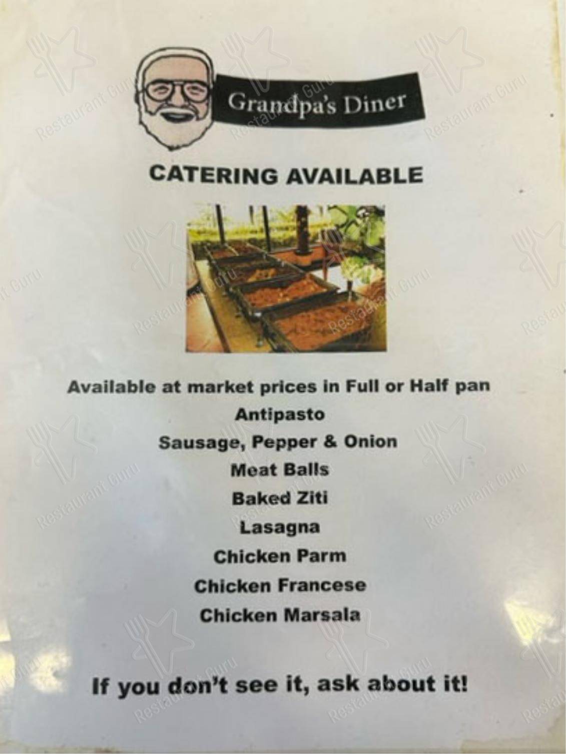 Menu at Grandpa's Diner restaurant, Port St. Lucie