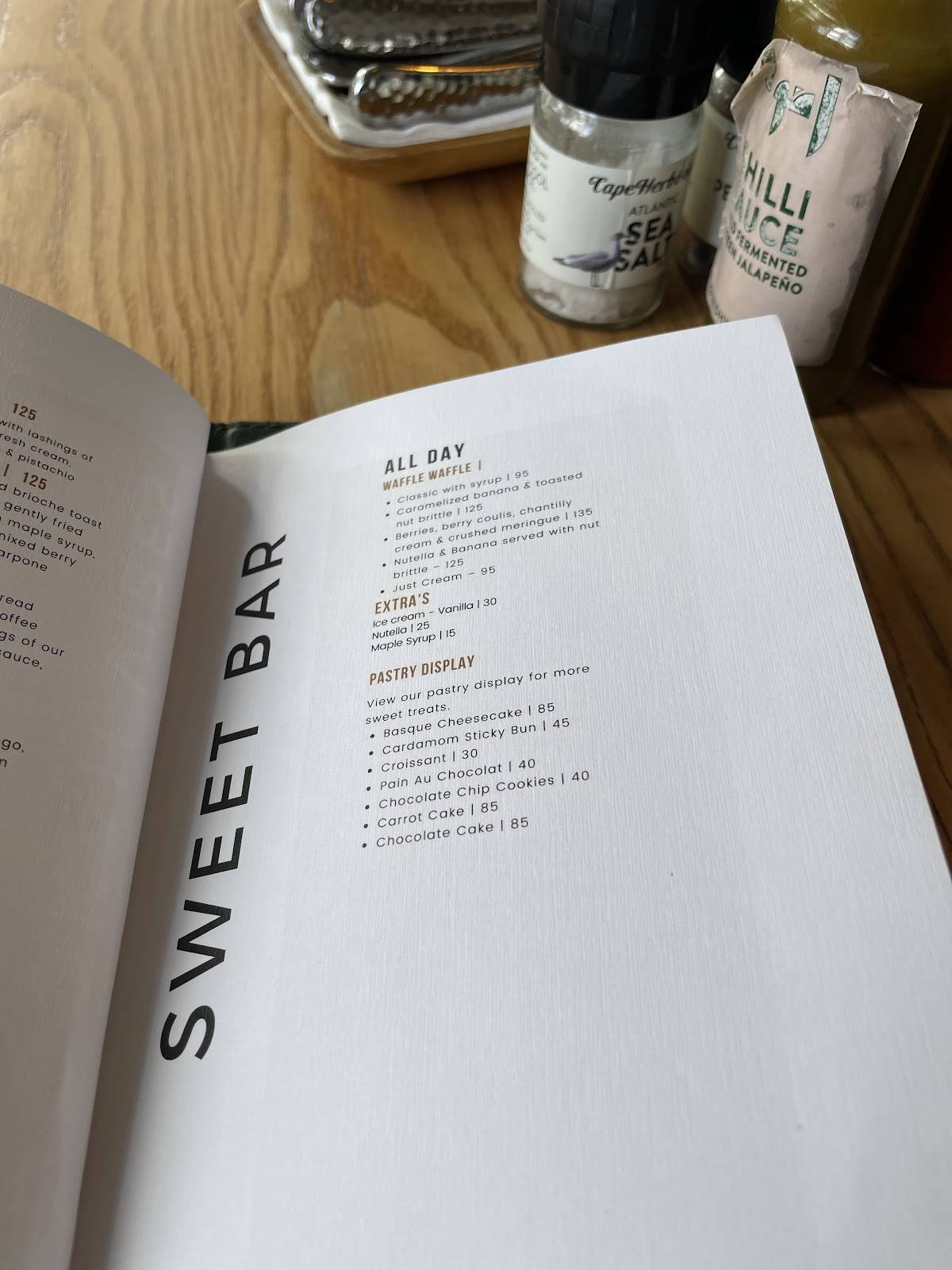Menu at green dot cafe, Johannesburg, 148 Jan Smuts Ave