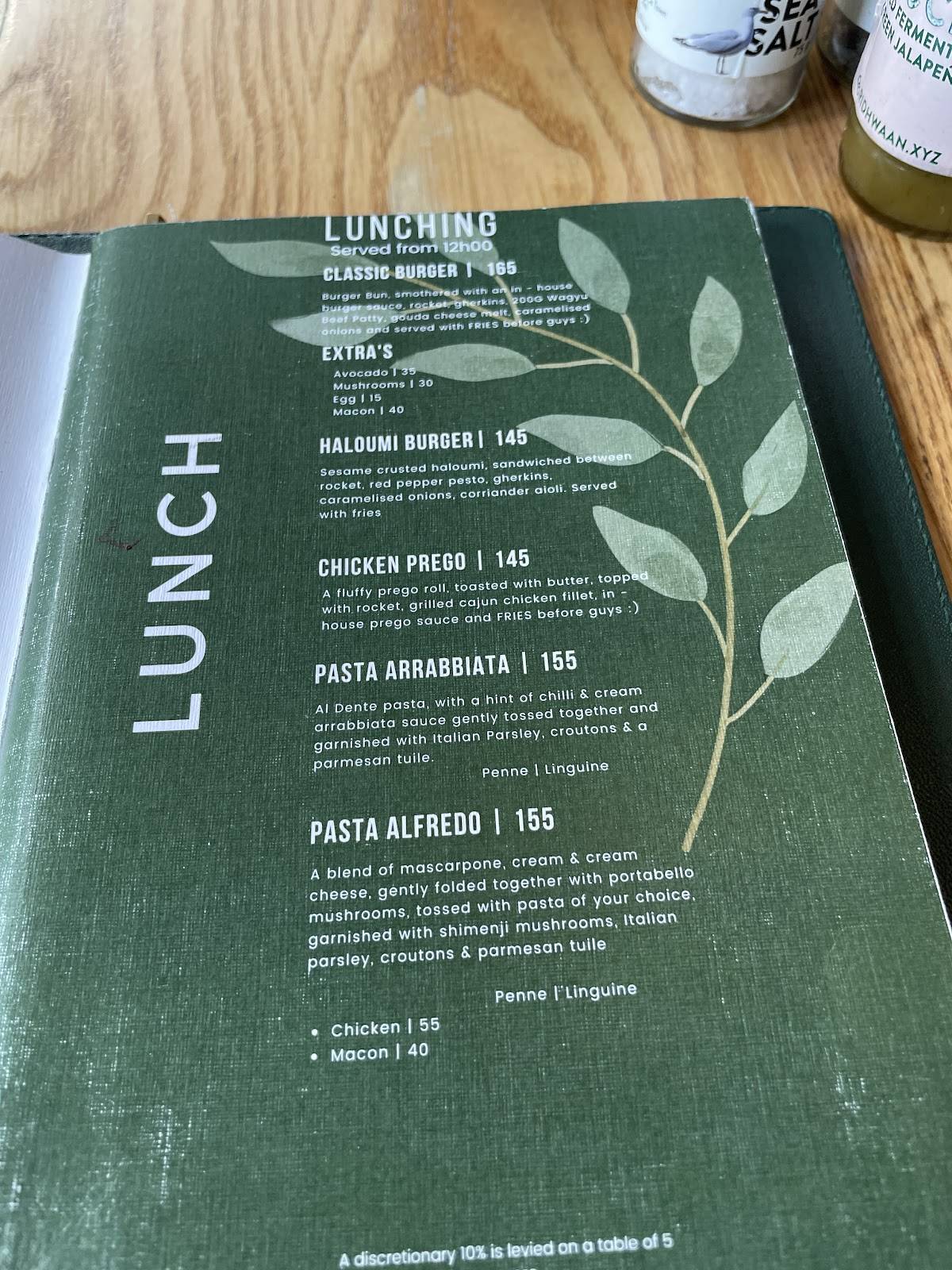 Menu at green dot cafe, Johannesburg, 148 Jan Smuts Ave
