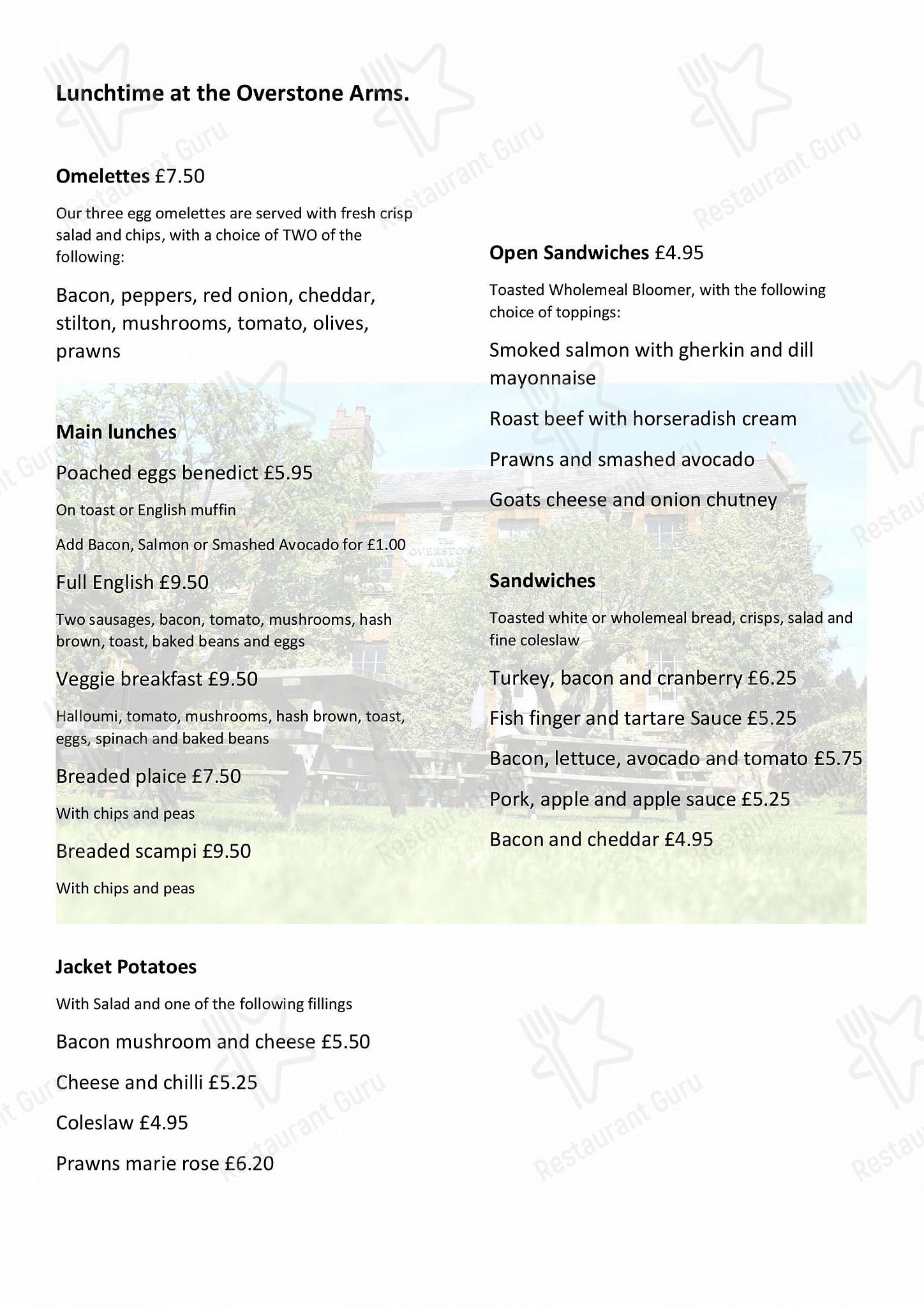 Menu at The Overstone Arms Pub and Dining, Kettering