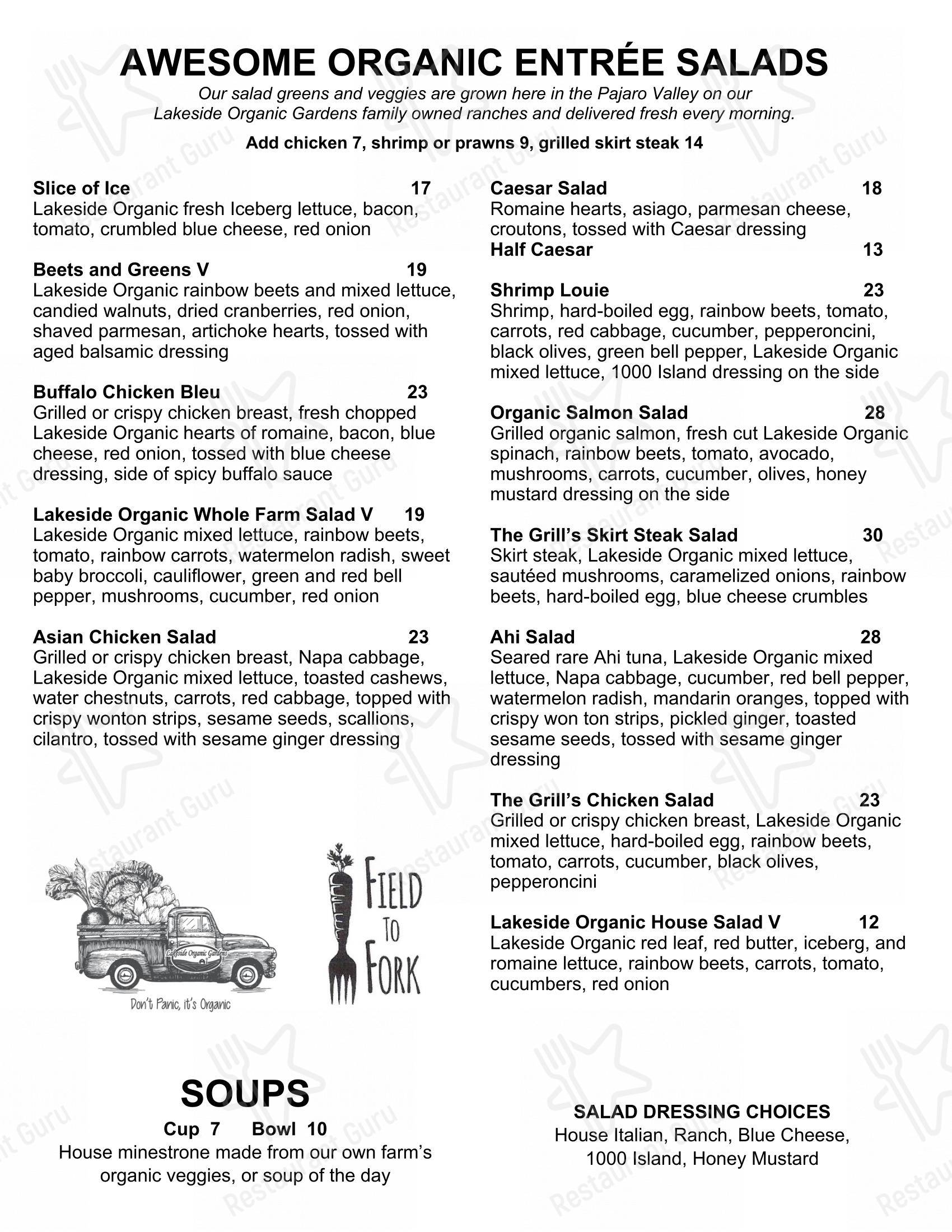 Menu at California Grill and Bar, Watsonville, 40 Penny Ln