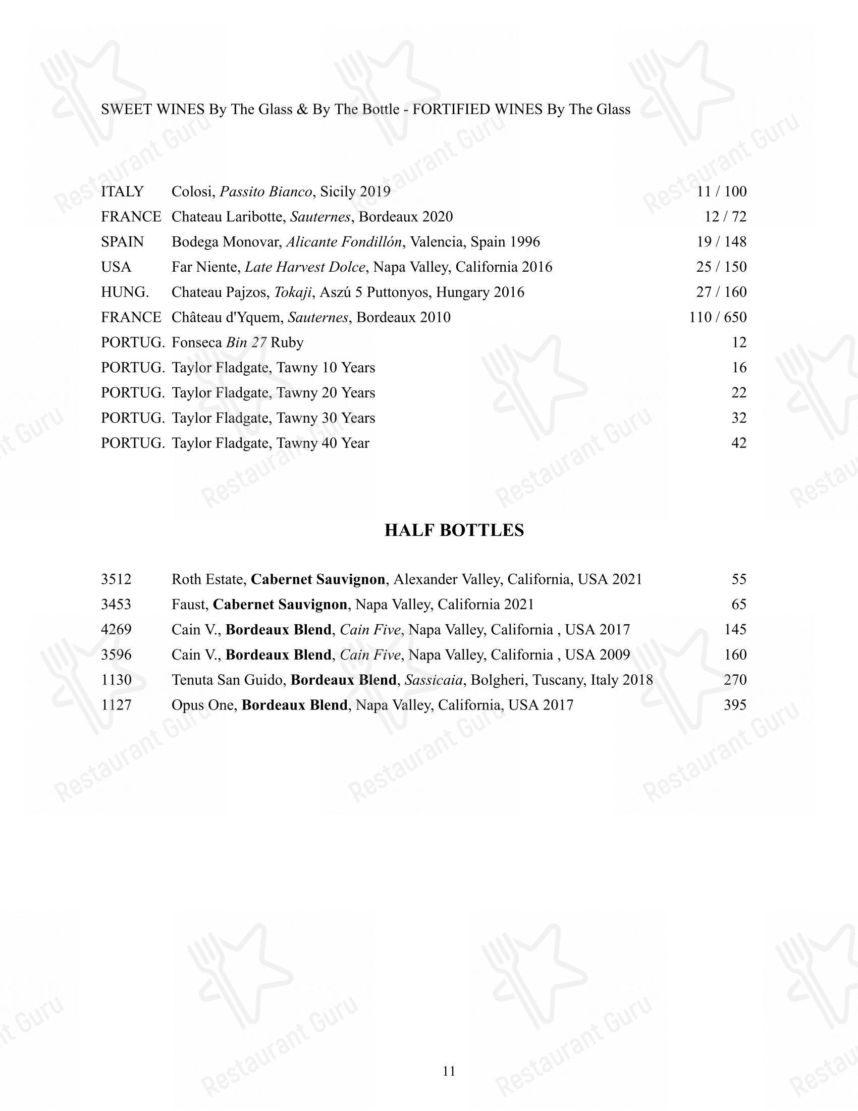 Menu at H&W Steakhouse, Peachtree Corners