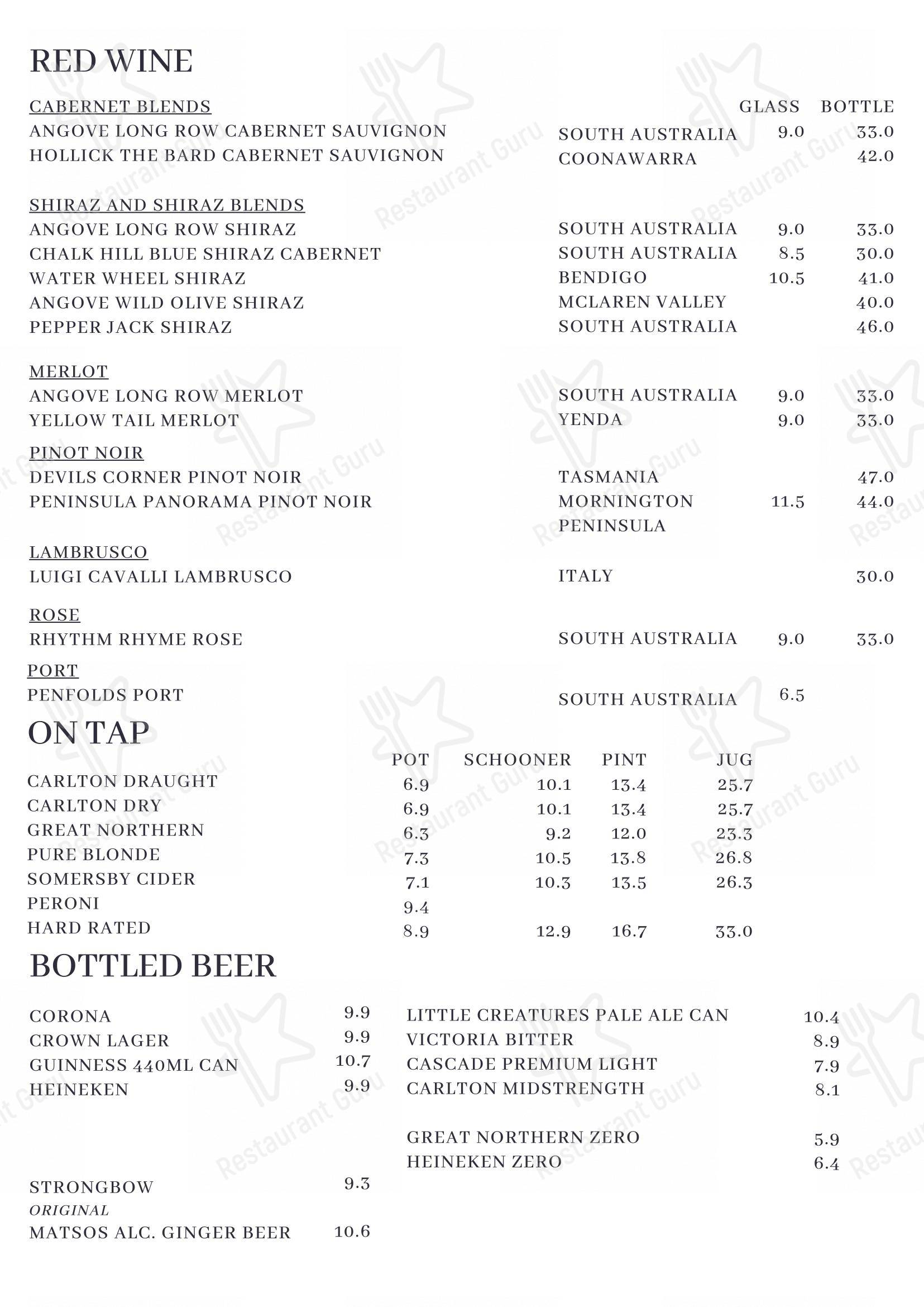 Menu at JBJ's Restaurant - Taylors Lakes Hotel, Taylors Lakes, 7 Melton Hwy