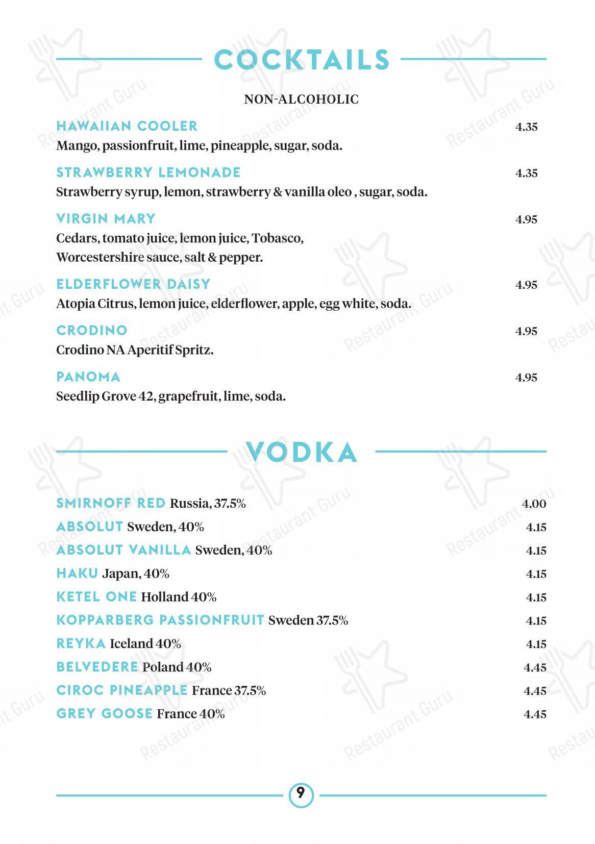 Menu at Lido Prestwick pub & bar, Prestwick