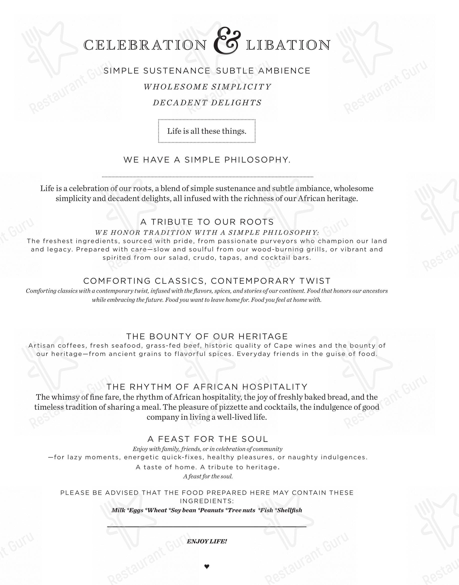 Menu at Life Grand Cafe Waterfront, Cape Town, 2 Pierhead Road