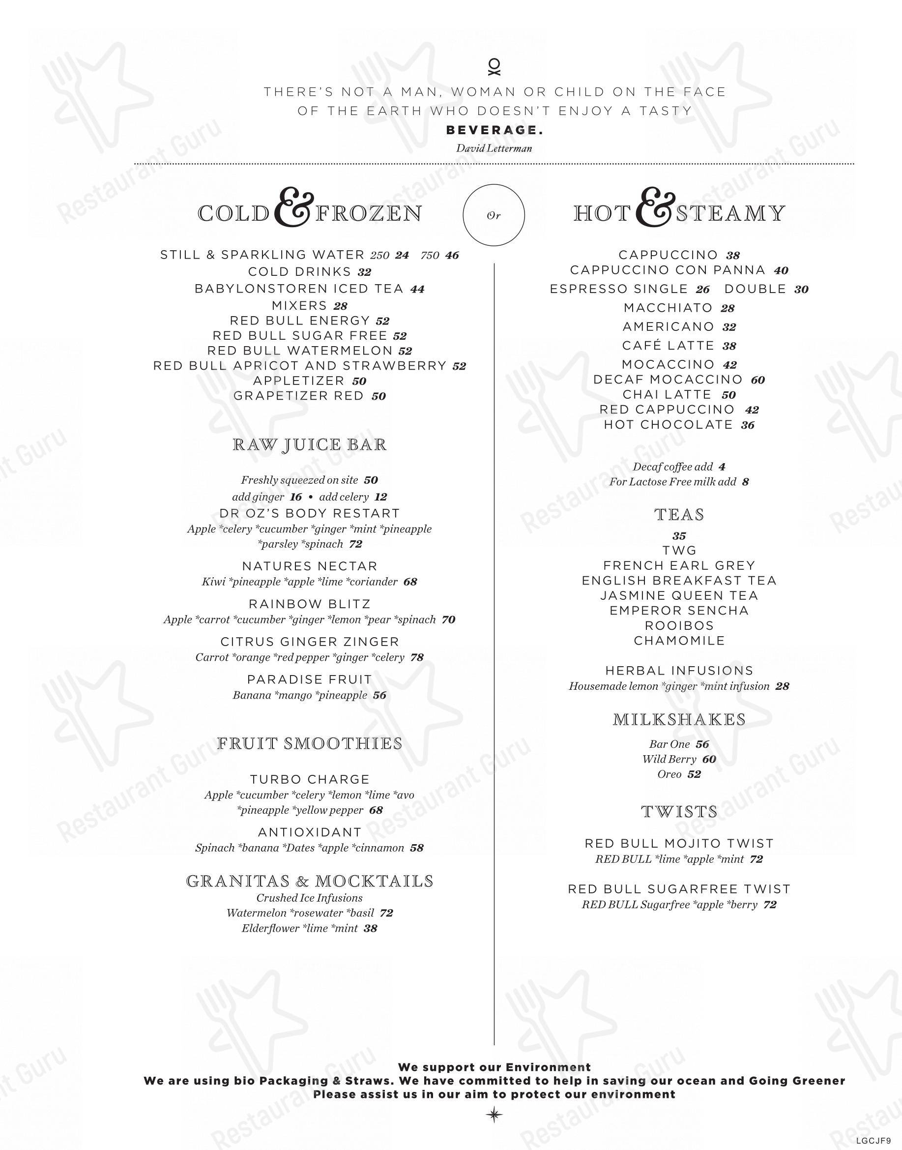 Menu at Life Grand Cafe Waterfront, Cape Town, 2 Pierhead Road