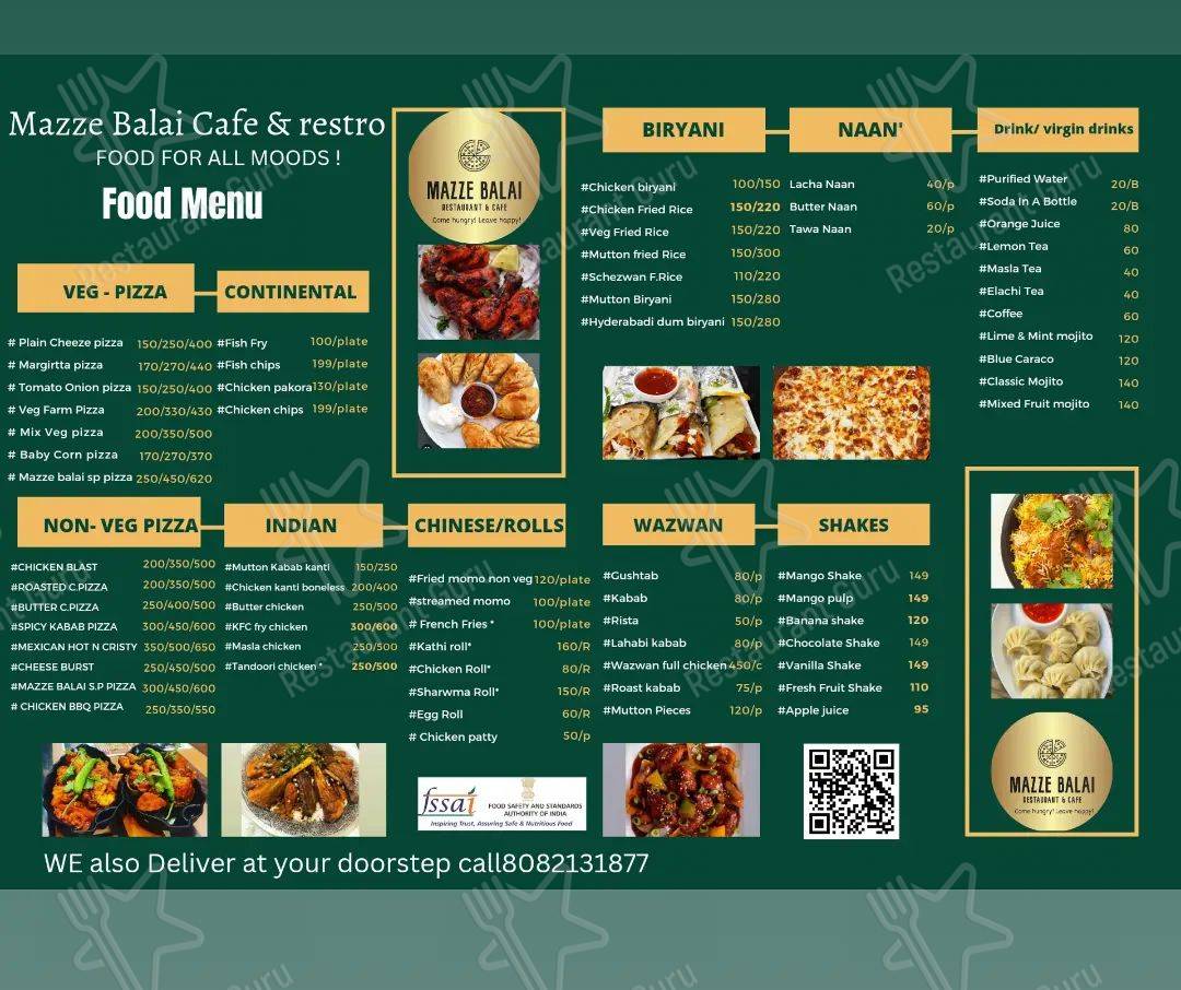 Menu at MAZZE BALAI CAFÉ RESTAURANT & BAKERS AJAS BANDIPORA, India