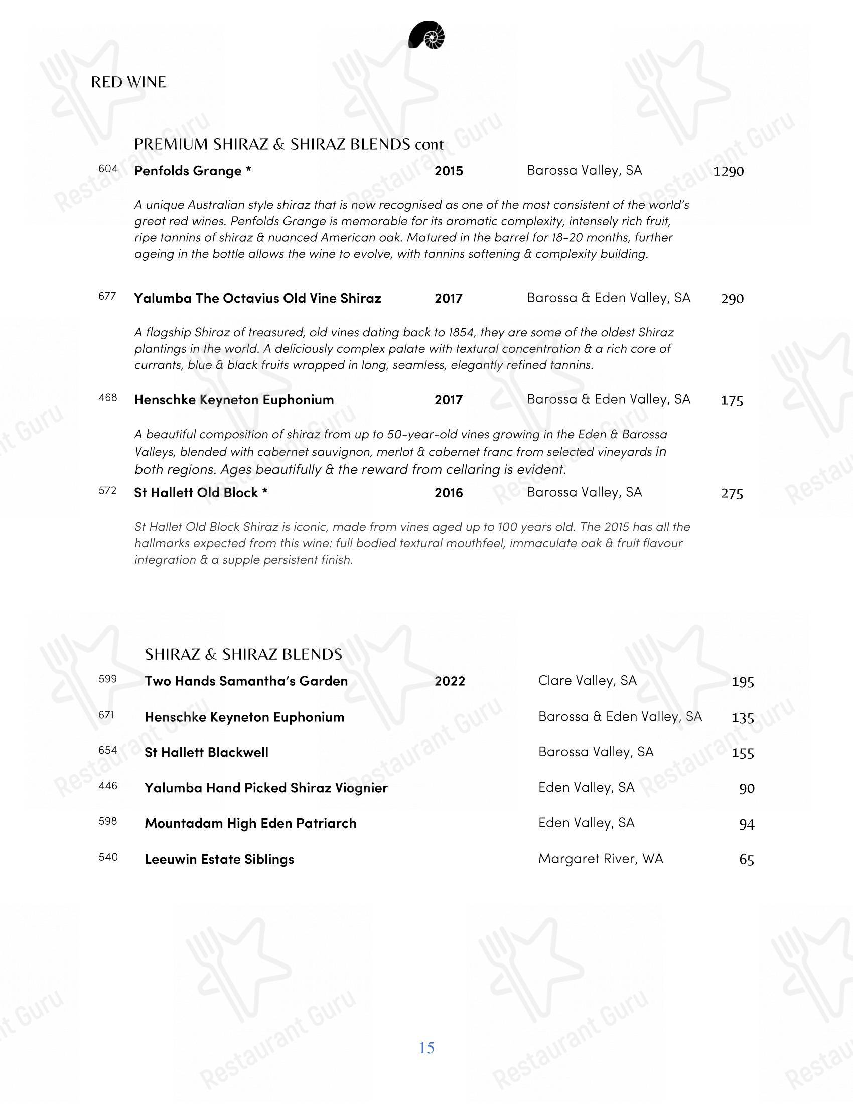 Menu at Nautilus Restaurant, Port Douglas