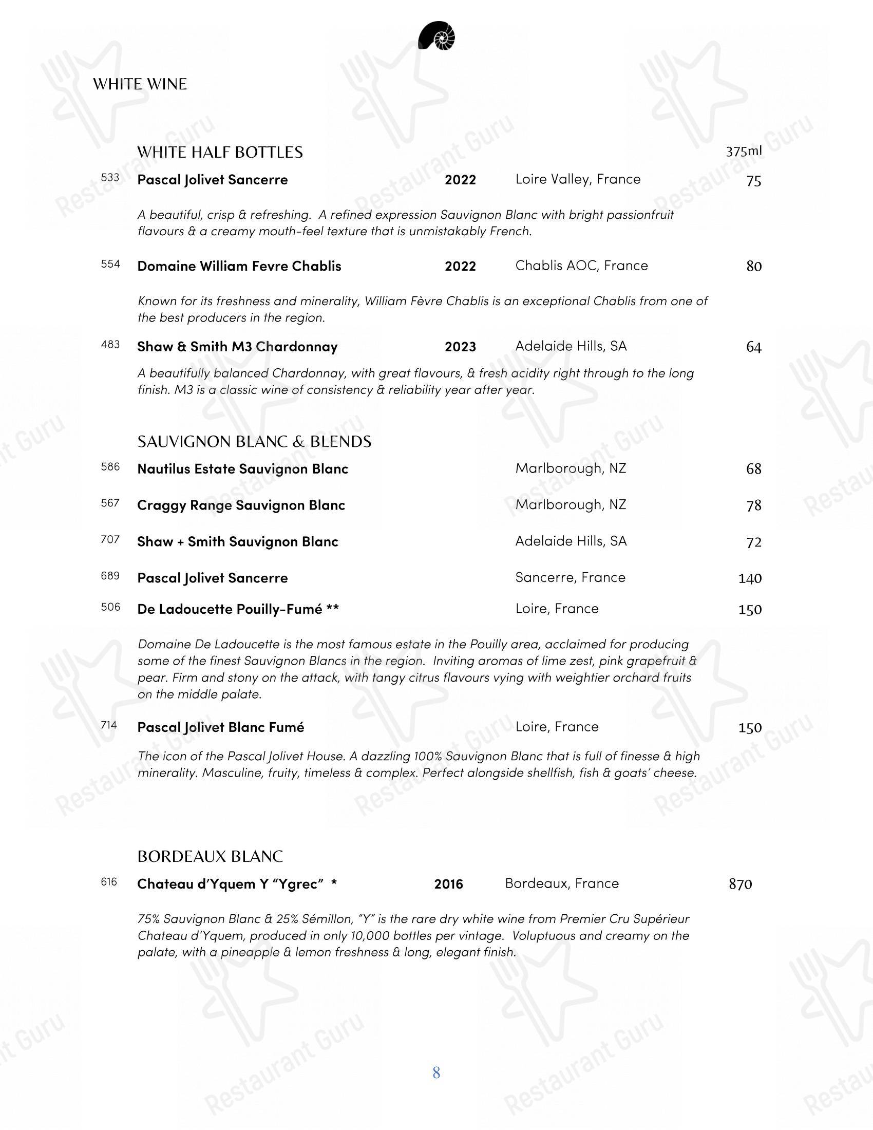 Menu at Nautilus Restaurant, Port Douglas