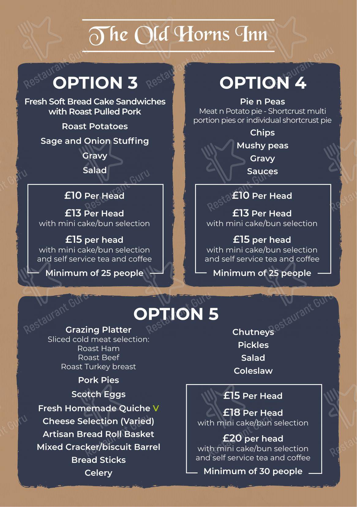 Menu at Old Horns Inn pub & bar, Sheffield
