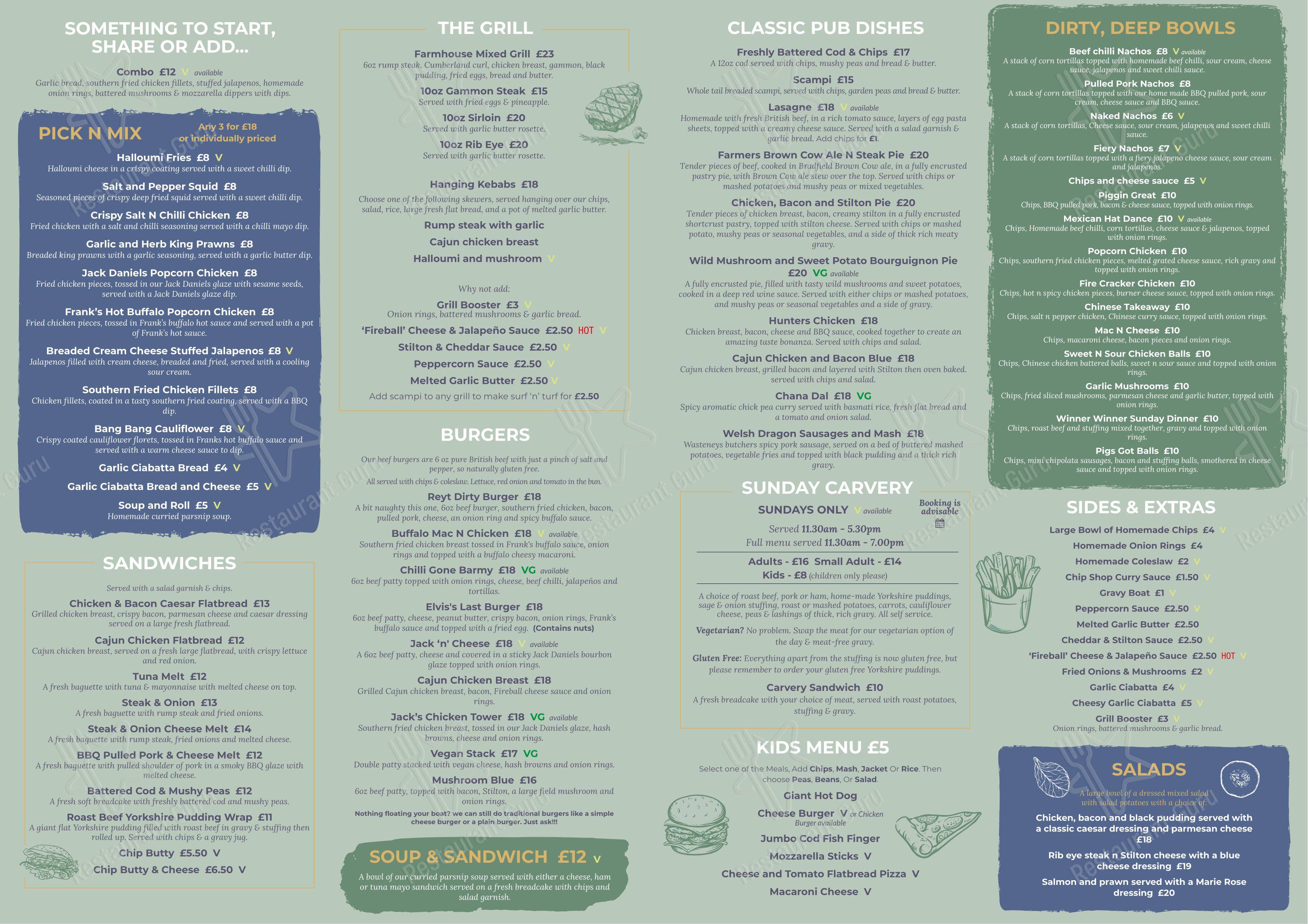 Menu at Old Horns Inn pub & bar, Sheffield