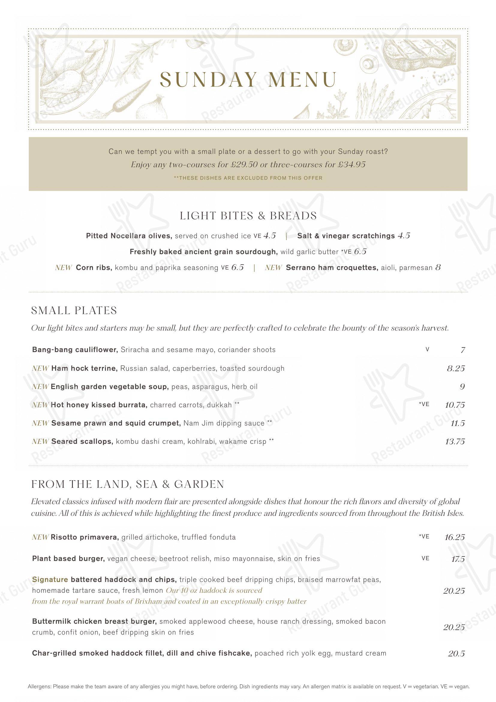 Menu at The Crown at Ampney Brook restaurant, Ampney Crucis