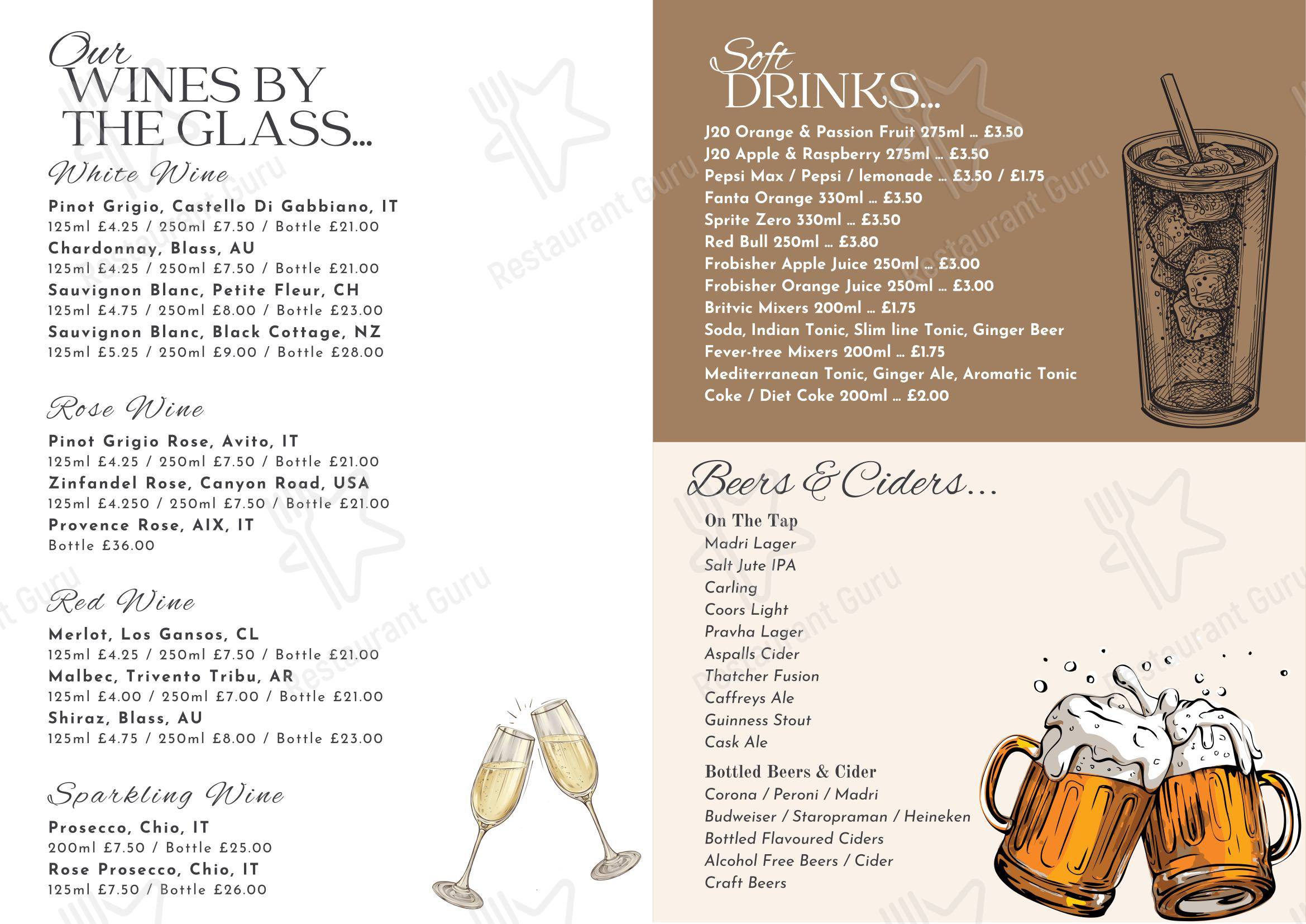 Menu at The Keys restaurant, Barnsley, Sheffield Rd