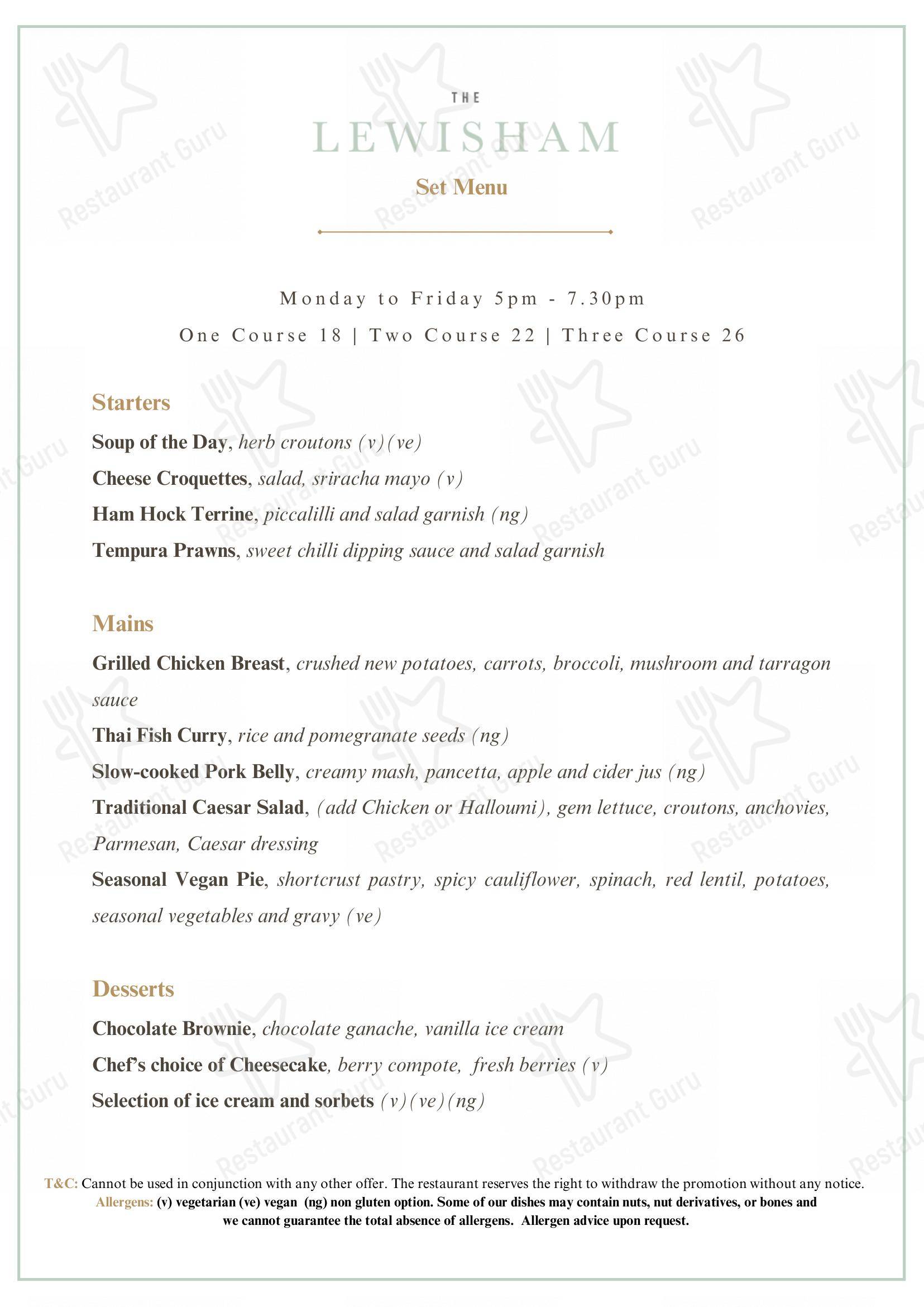 Menu at The Lewisham Bar & Restaurant, West Bromwich