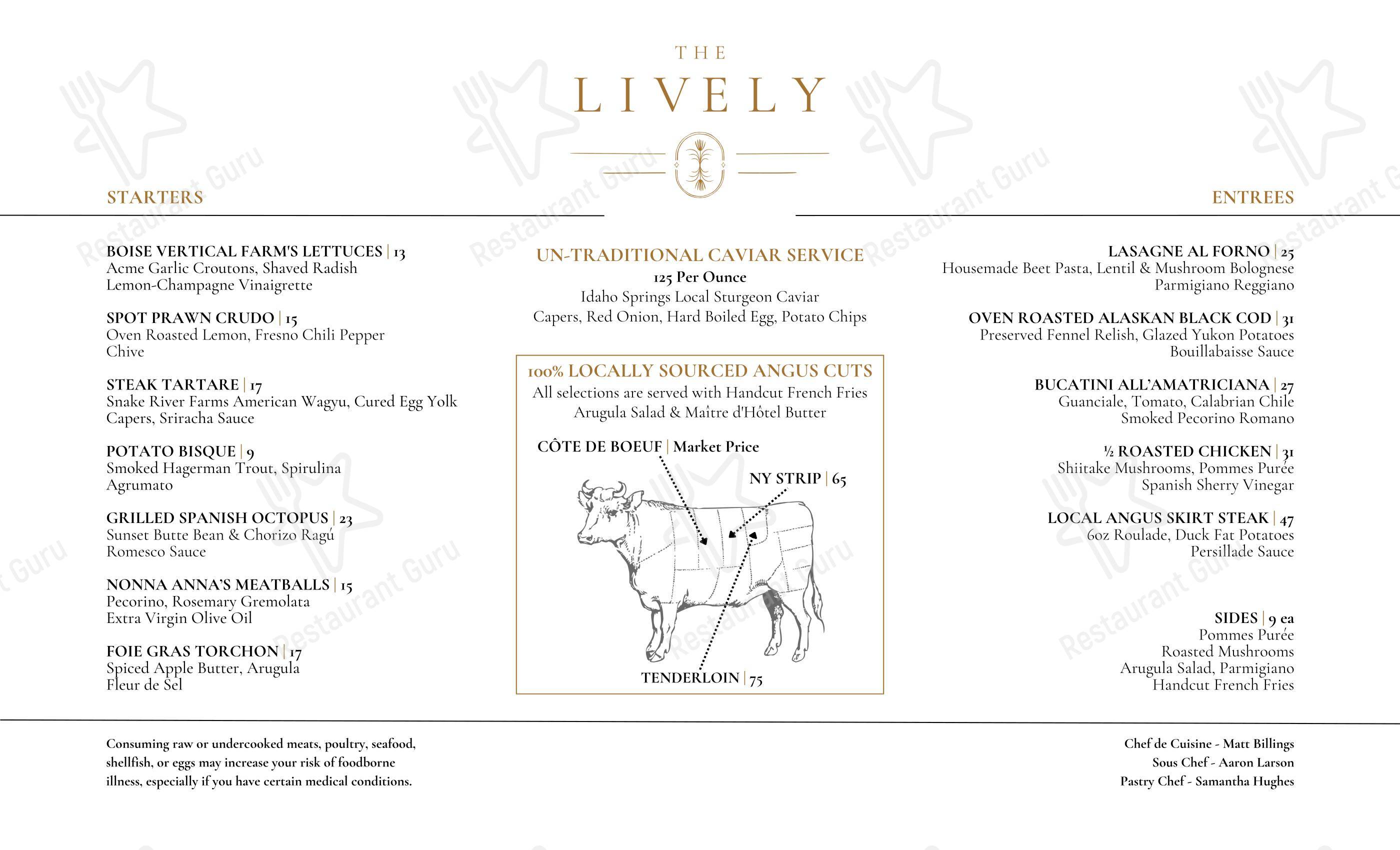 Menu at The Lively pub & bar, Boise