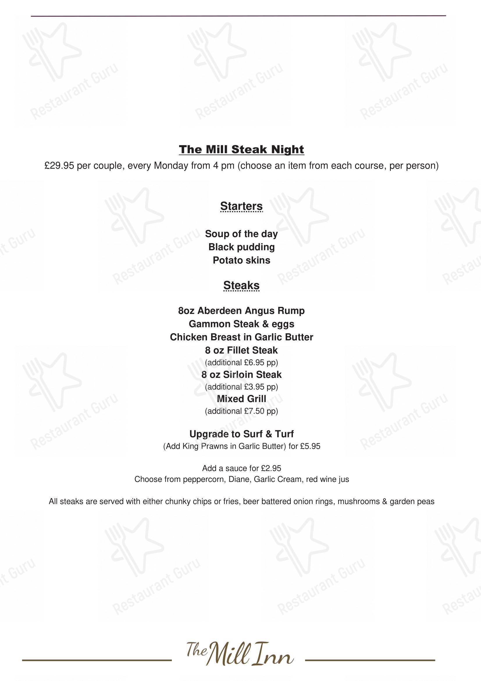 Menu at The Mill Inn pub & bar, Houghton le Spring, Durham Rd