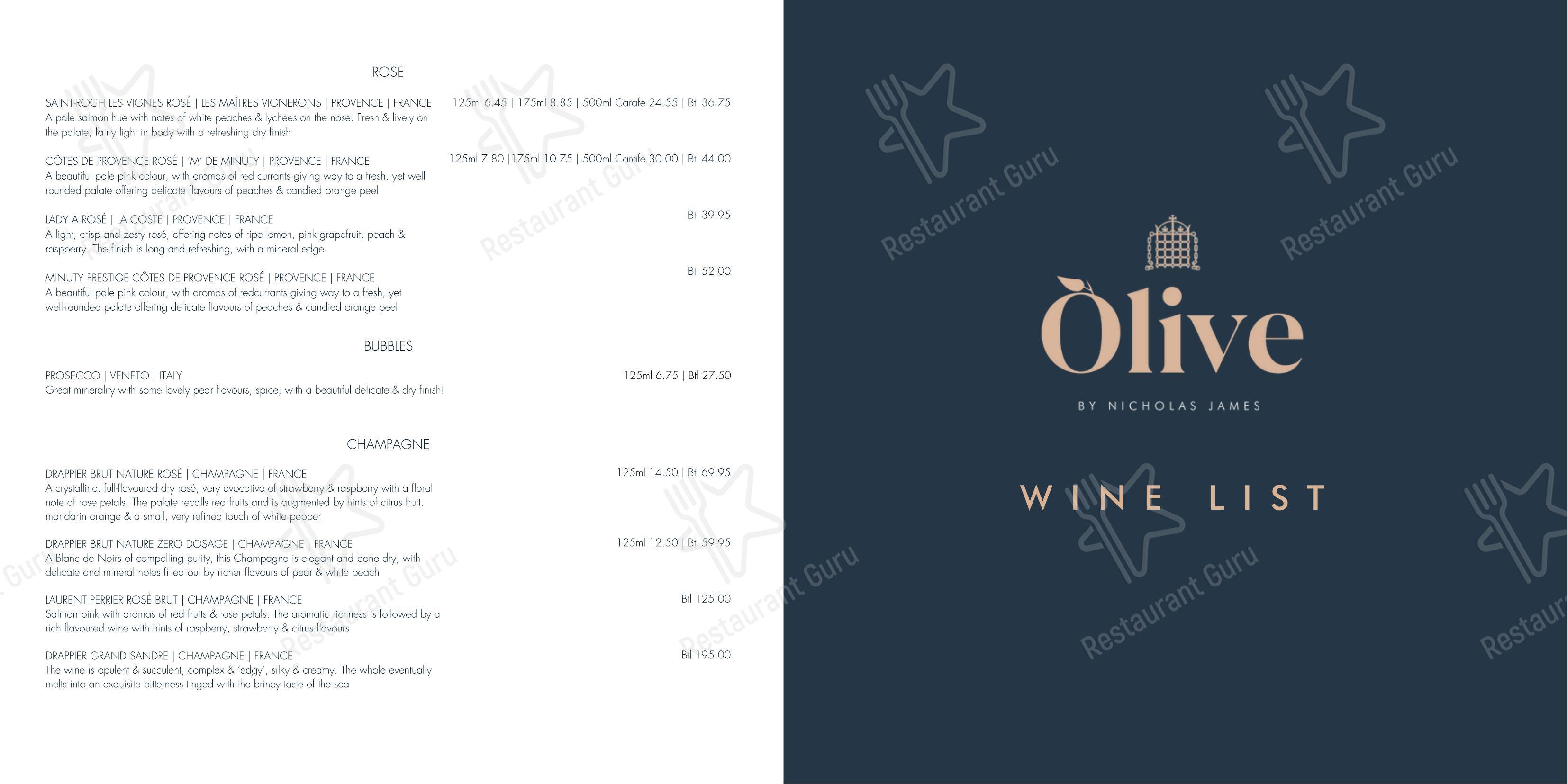 Menu at The Olive Tree pub & bar, Romsey, The Olive Trees