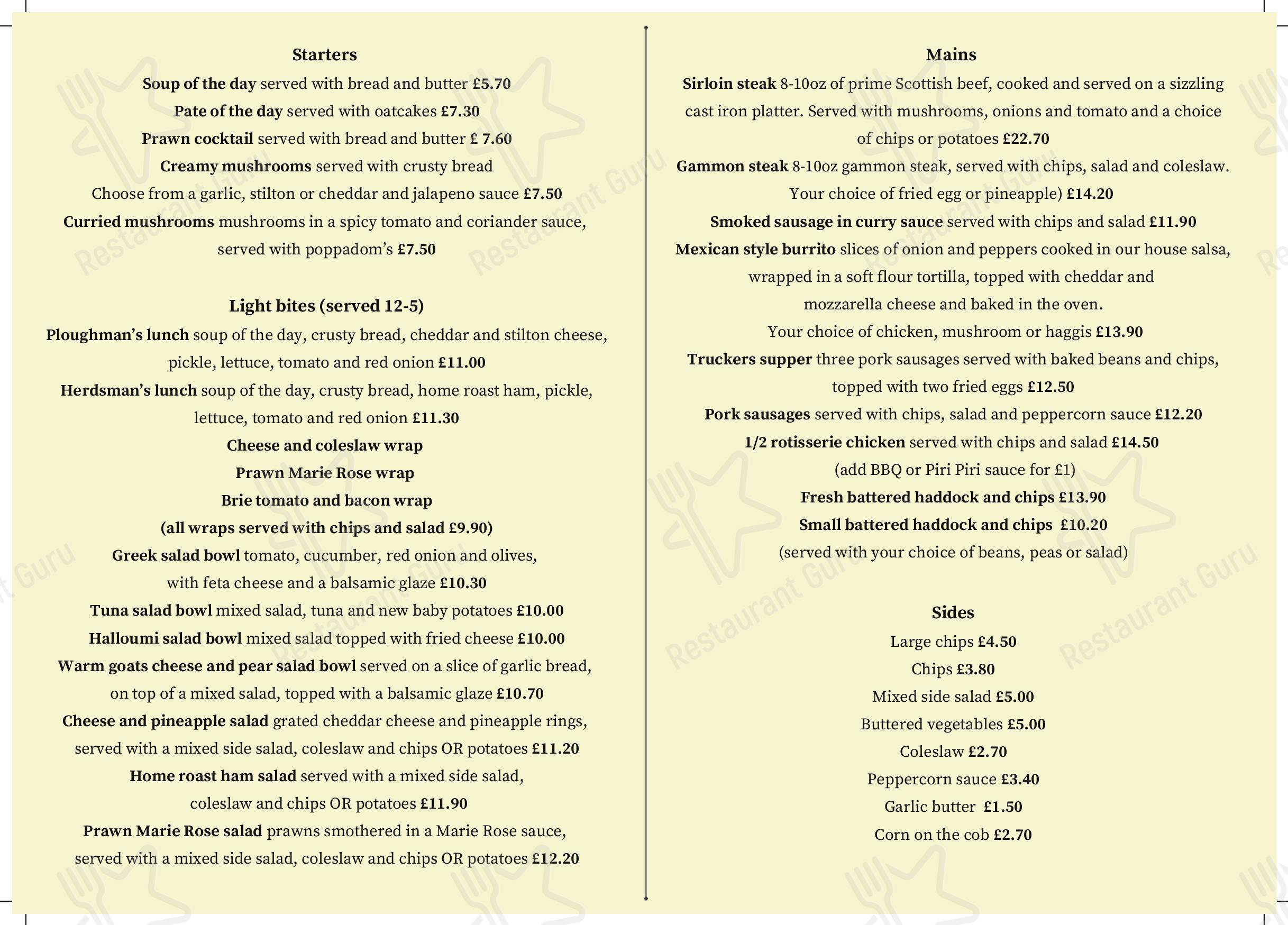 Menu at The Red Lion Inn pub & bar, Culross