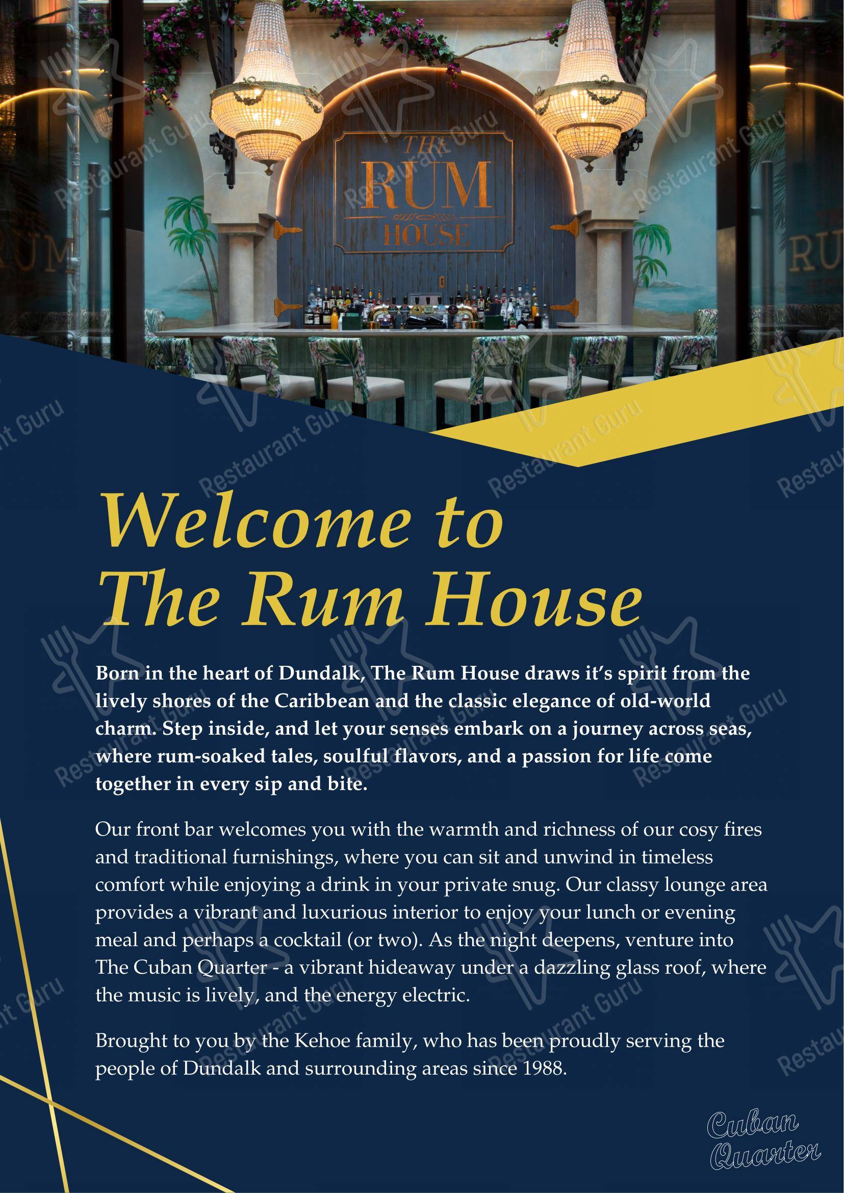 Menu at The Rum House pub & bar, Dundalk