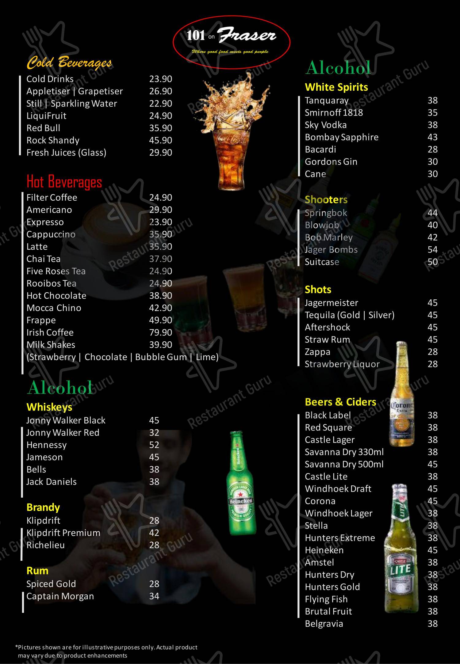 Menu at 101 on fraser cafe, Johannesburg