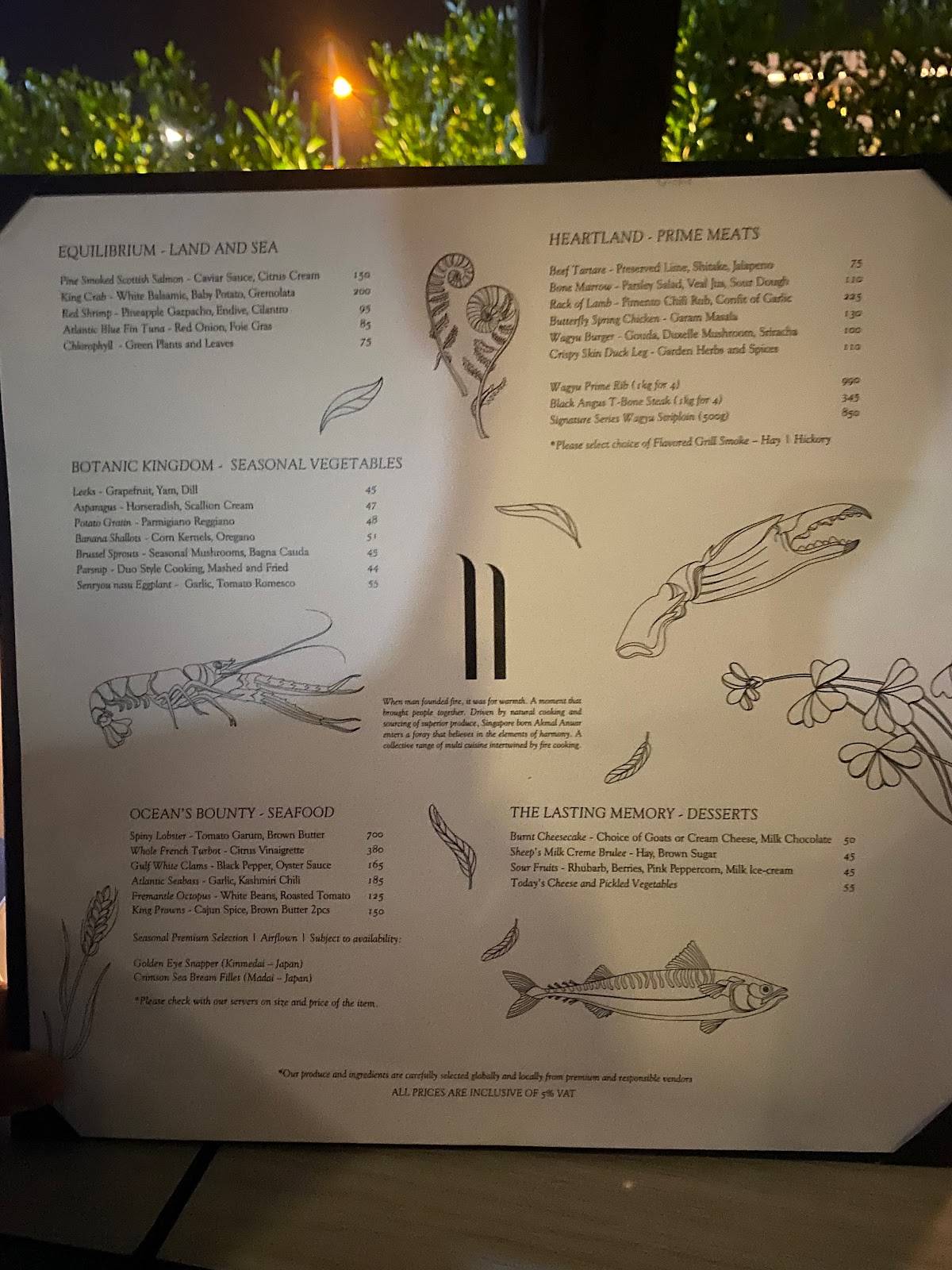 Menu at 11 Woodfire restaurant, Dubai
