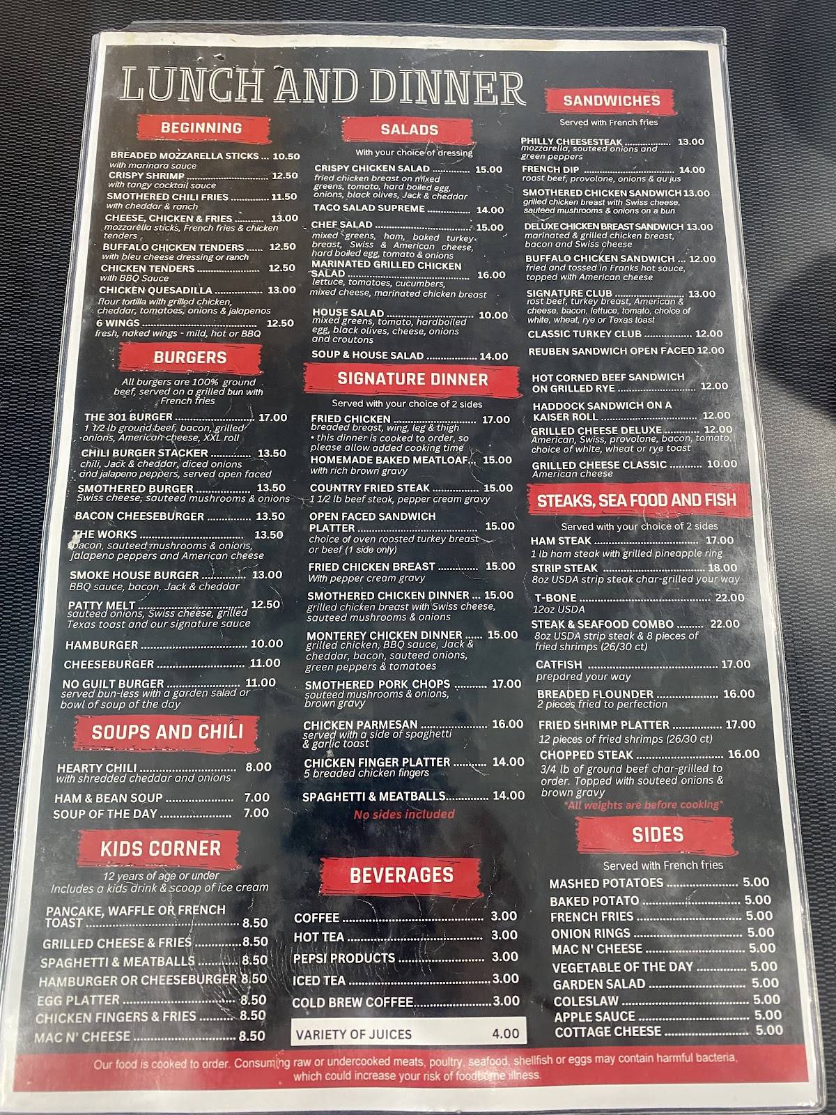 Menu at 301 Plaza Restaurant, Middletown